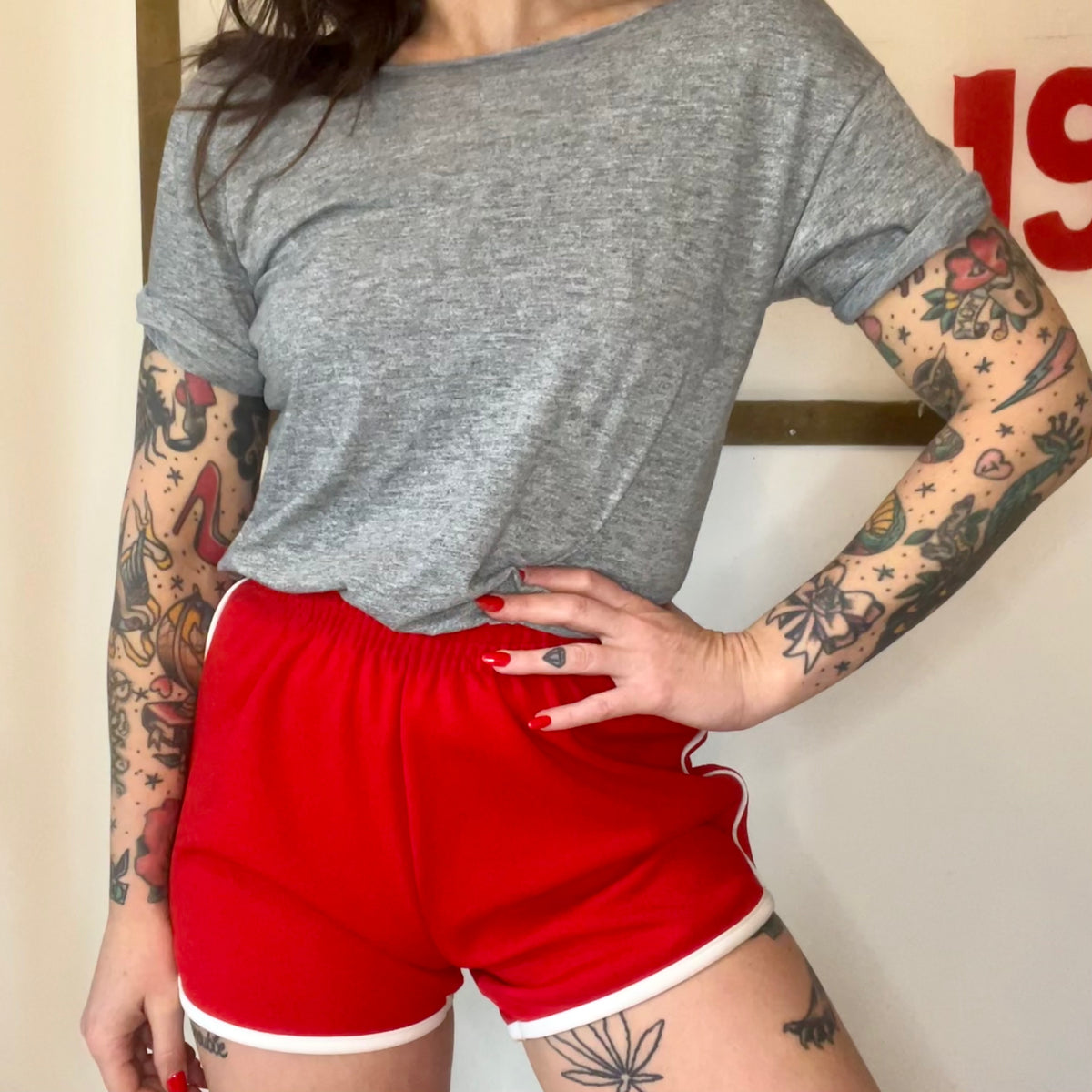 VINTAGE RED TRACK SHORTS: THE SPORTY SHORTY SHORTS – Fenton Fox